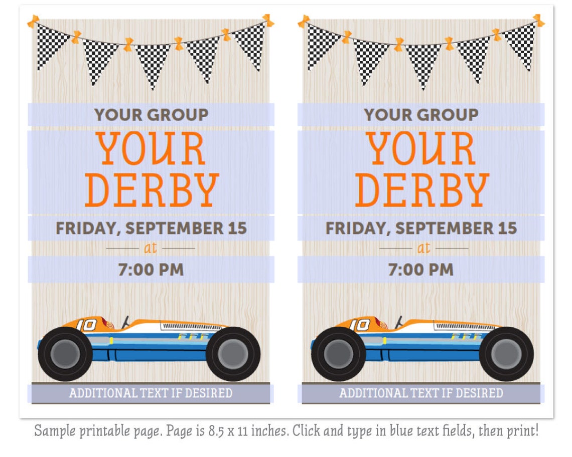 Editable Derby Invitations, Flyers and Hand-outs - INSTANT DOWNLOAD ...