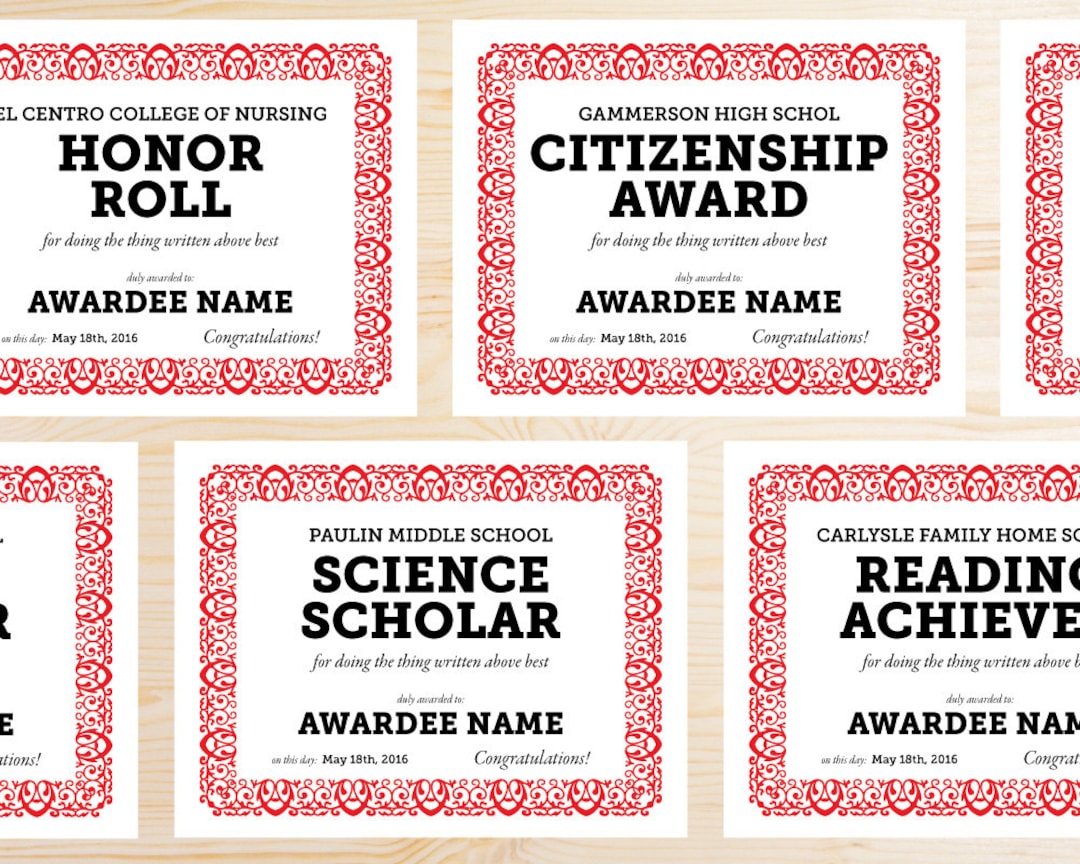 School Award Certificates - INSTANT DOWNLOAD PRINTABLE - General ...