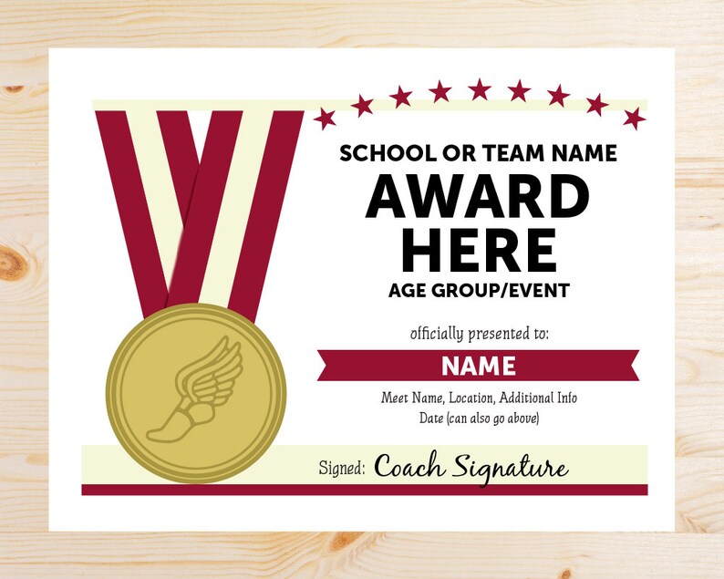 Editable Track and Field Award Certificates - INSTANT DOWNLOAD ...