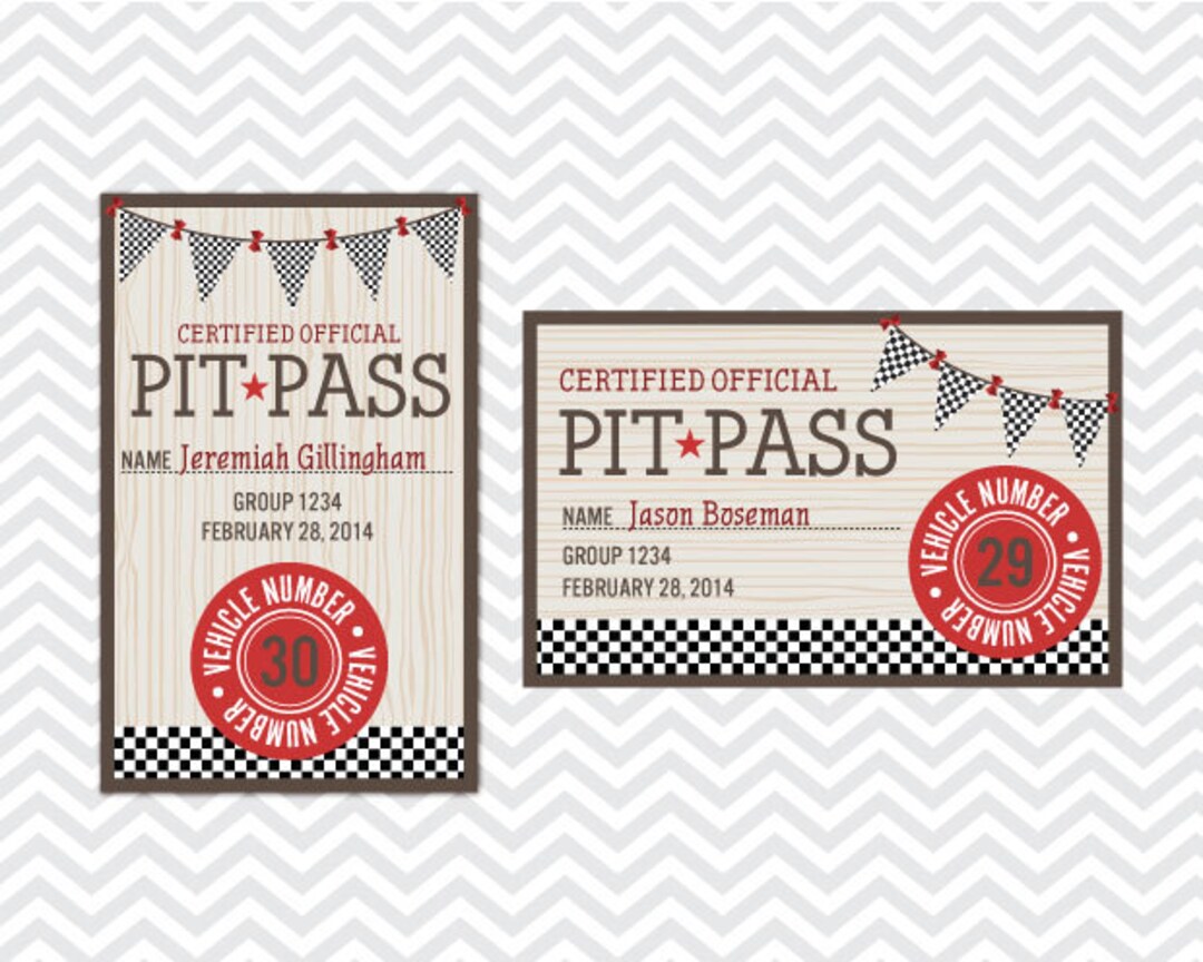 Derby Pit Passes - INSTANT DOWNLOAD PRINTABLE - Blue and Red - Etsy
