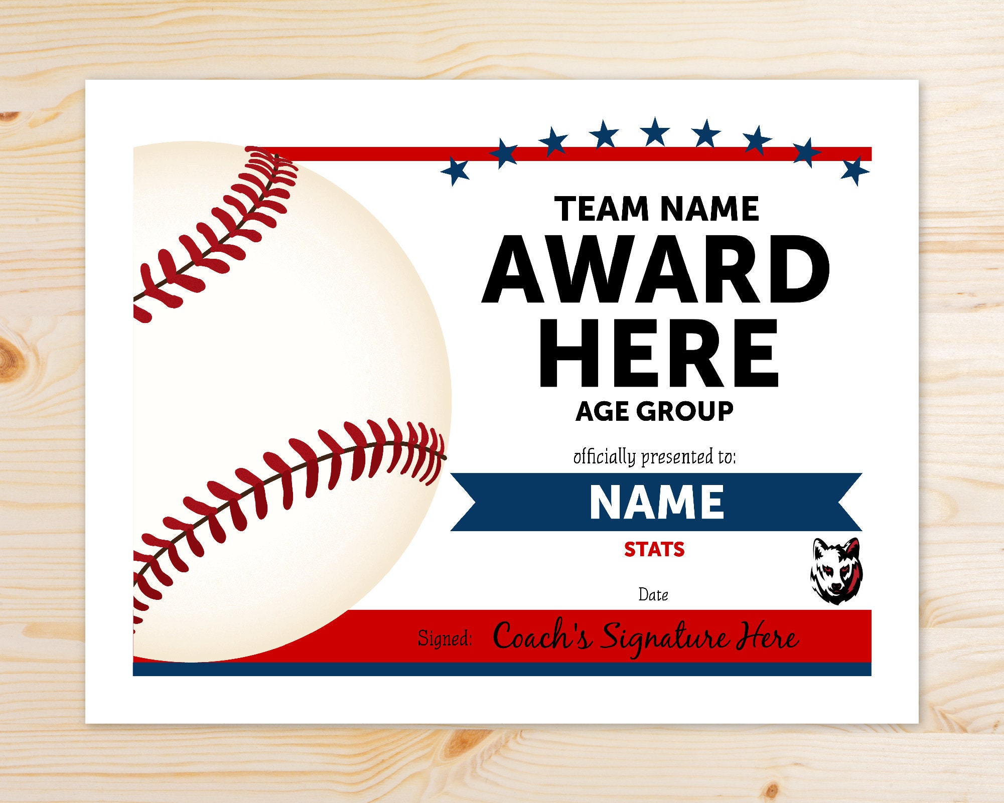 EDITABLE COLORS Baseball Award Certificates | T-ball T Ball | Editable ...