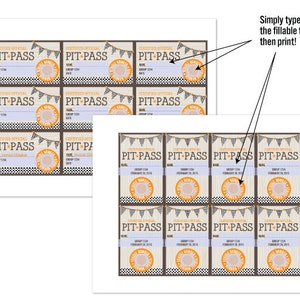 Editable Derby Pit Passes - INSTANT DOWNLOAD PRINTABLE - Blue and ...