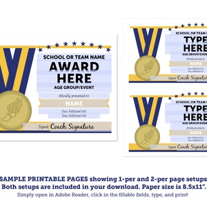 Editable Track and Field Award Certificates - INSTANT DOWNLOAD ...
