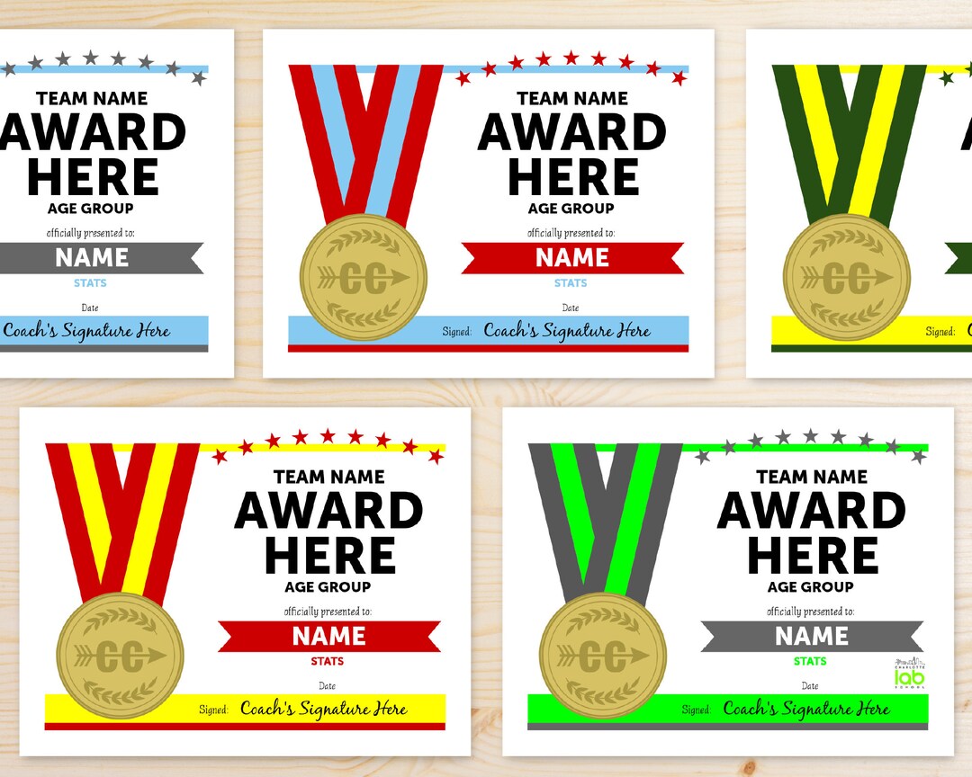 EDITABLE COLORS Cross Country Awards Certificates | Online Template ...