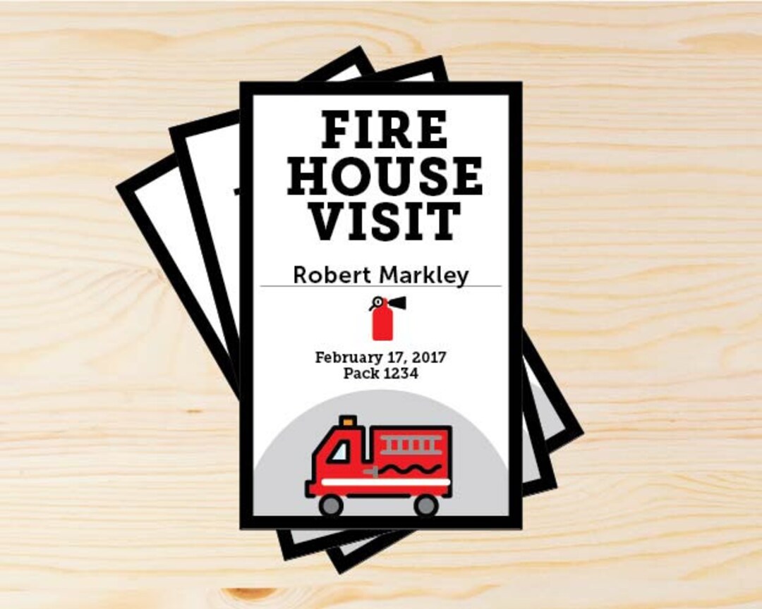 Editable Fire Station Fire Truck Visit Card - Etsy