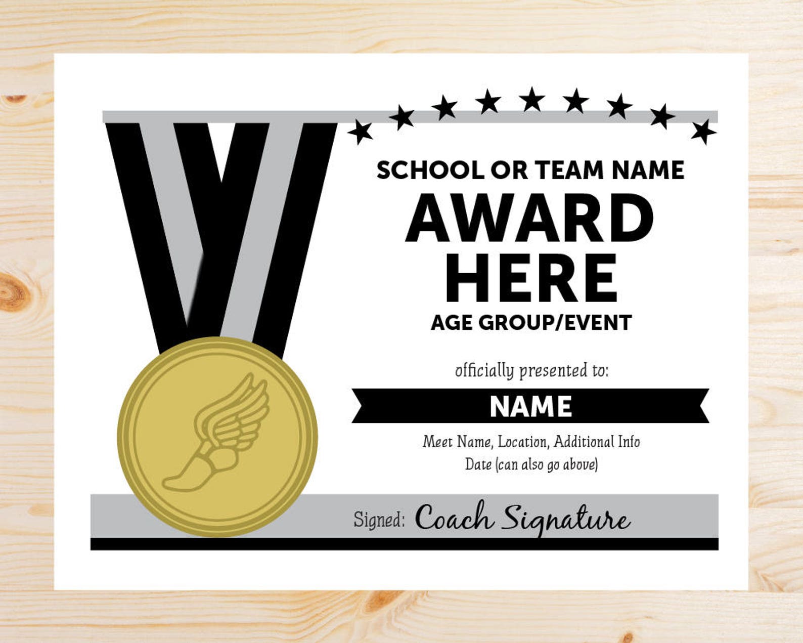 Editable Track and Field Award Certificates - INSTANT DOWNLOAD ...