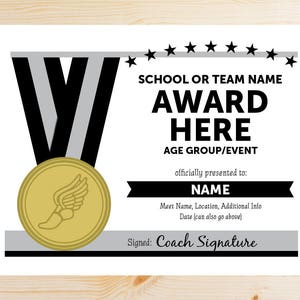 Editable Track and Field Award Certificates - INSTANT DOWNLOAD ...