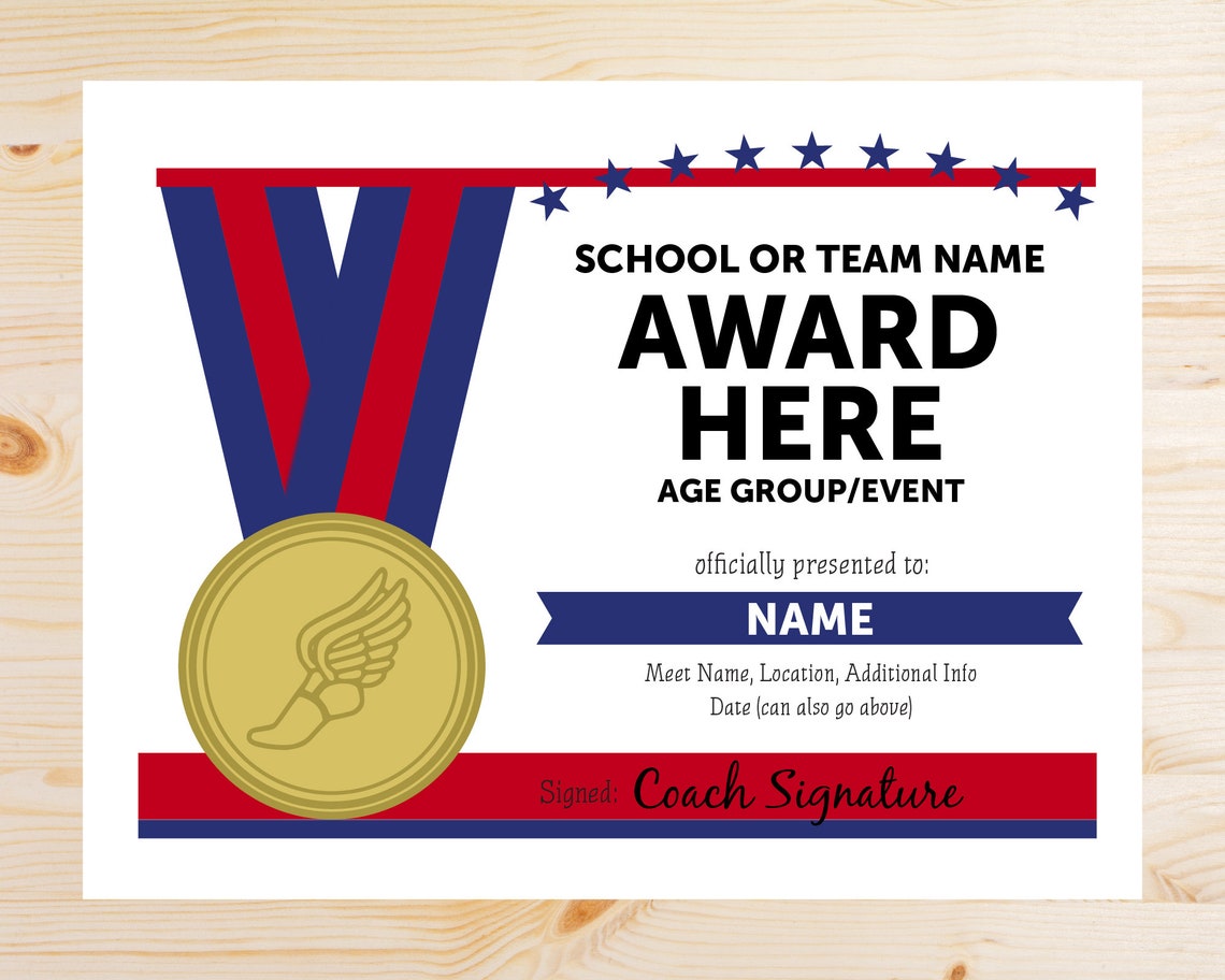 Editable Track and Field Award Certificates INSTANT DOWNLOAD | Etsy