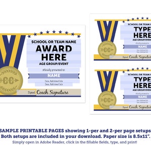 Editable Cross Country Award Certificates - INSTANT DOWNLOAD PRINTABLE ...