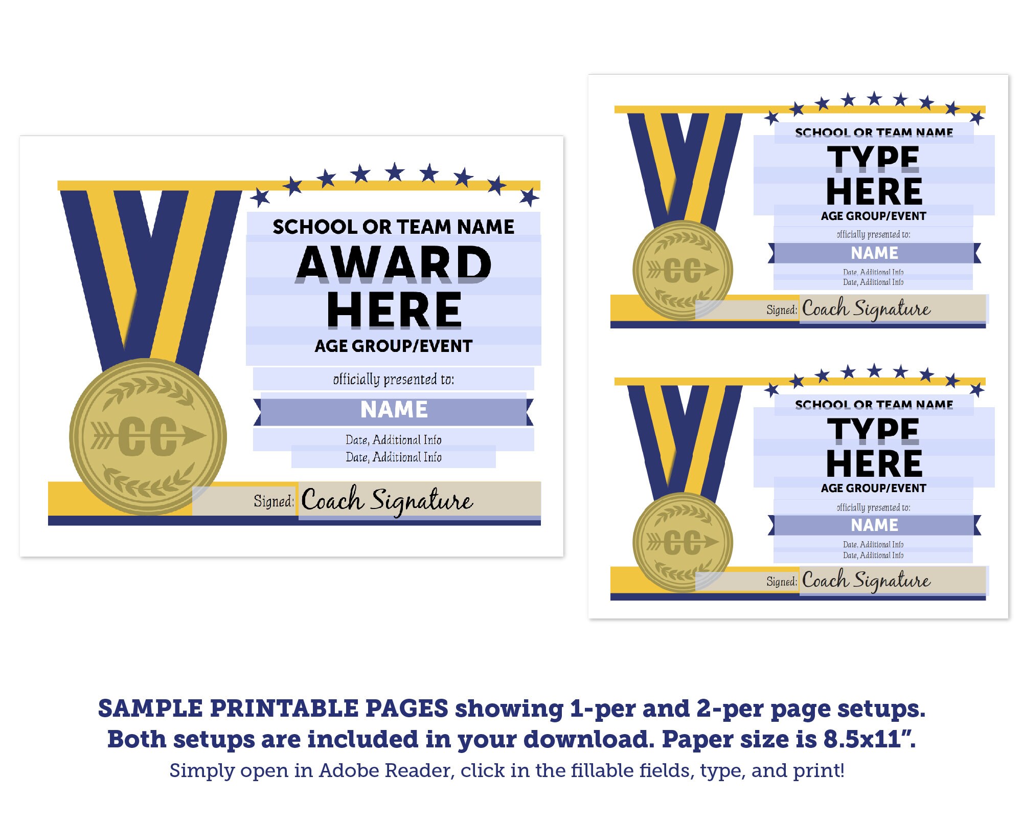 Editable Cross Country Award Certificates - INSTANT DOWNLOAD PRINTABLE ...