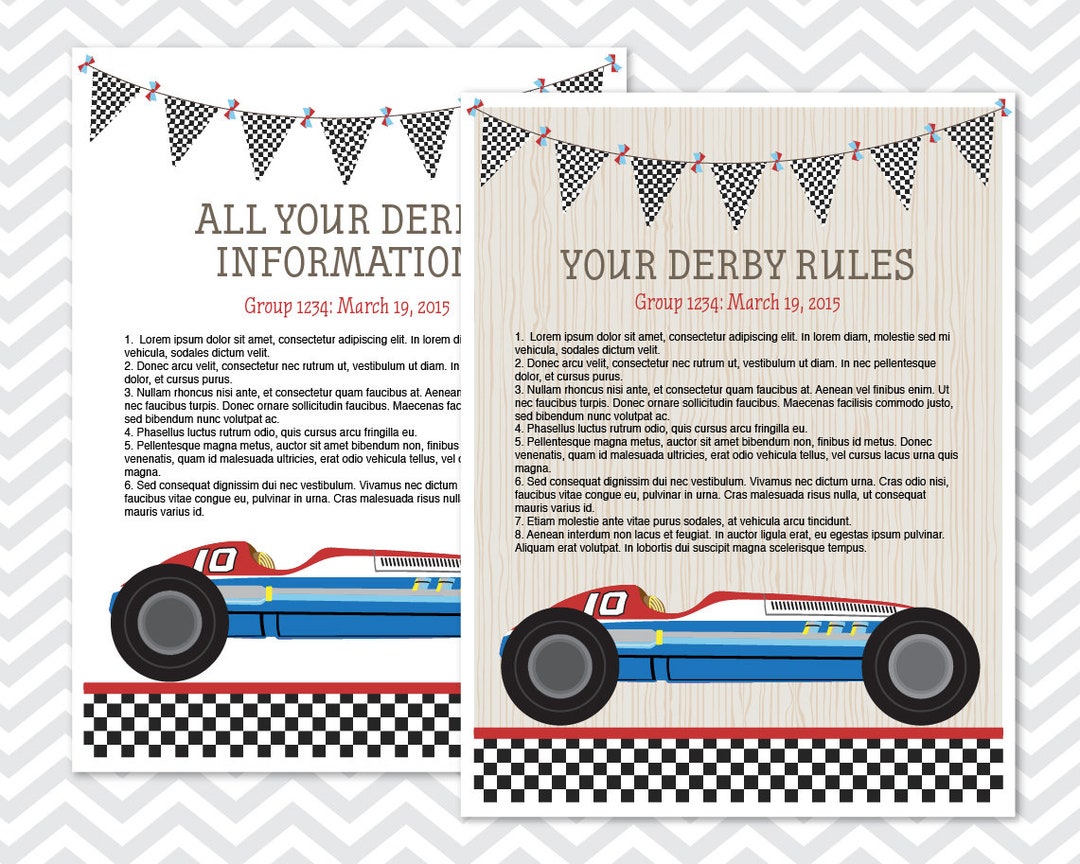 Derby Printable Info Pages - INSTANT DOWNLOAD PRINTABLE - Blue and Red ...