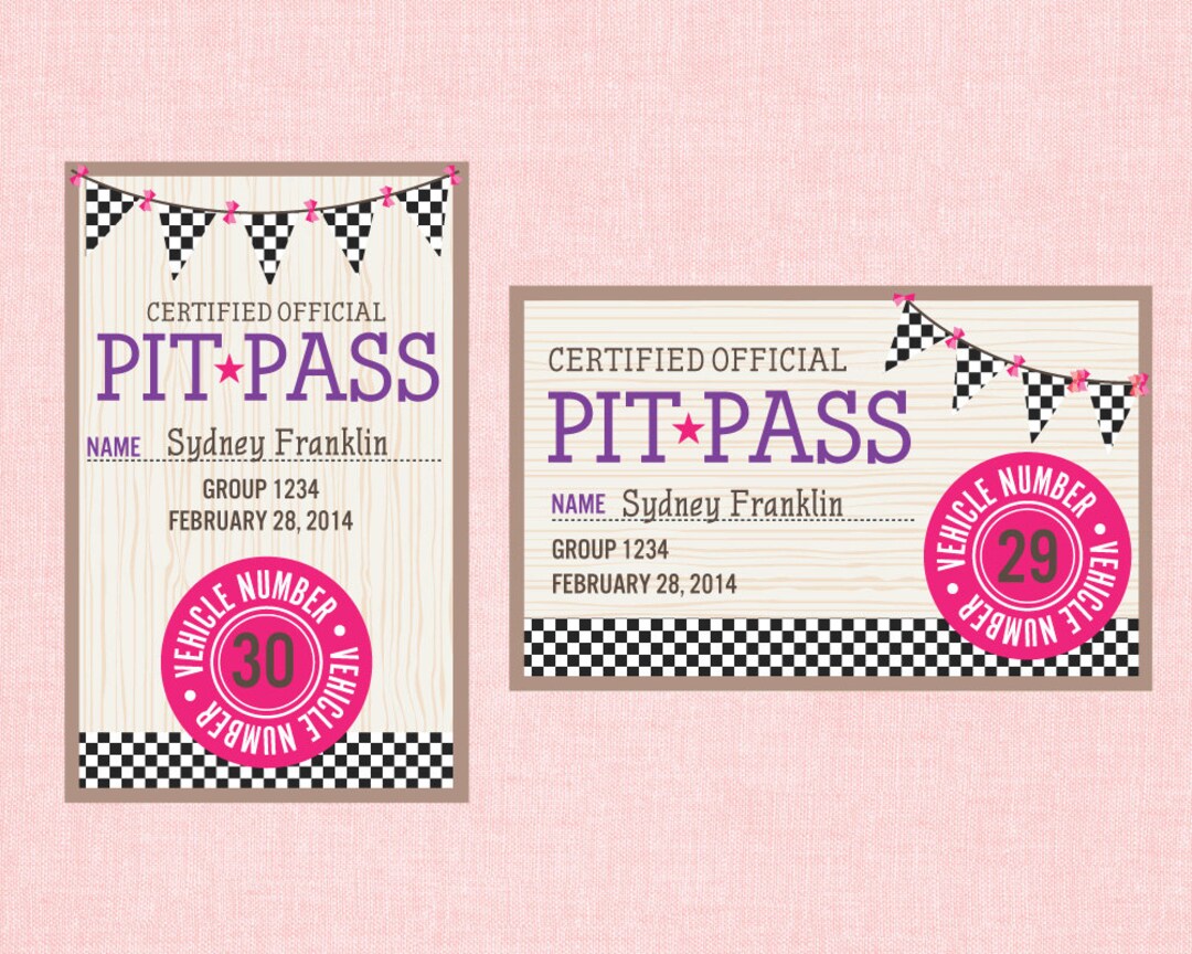 Editable Powder Puff Derby Pit Passes - INSTANT DOWNLOAD PRINTABLE ...
