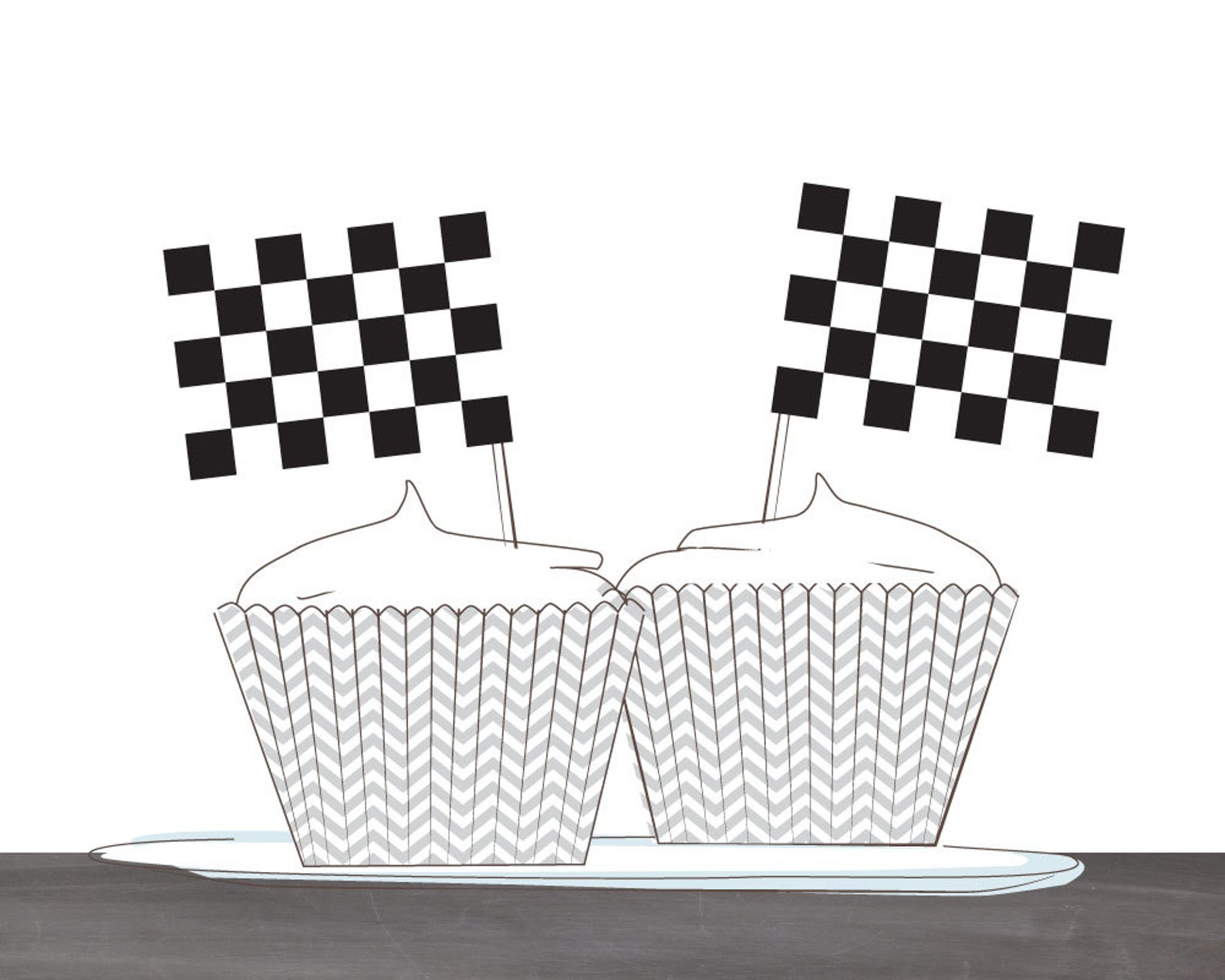 Derby Checkered Flag Cupcake Toppers INSTANT DOWNLOAD - Etsy
