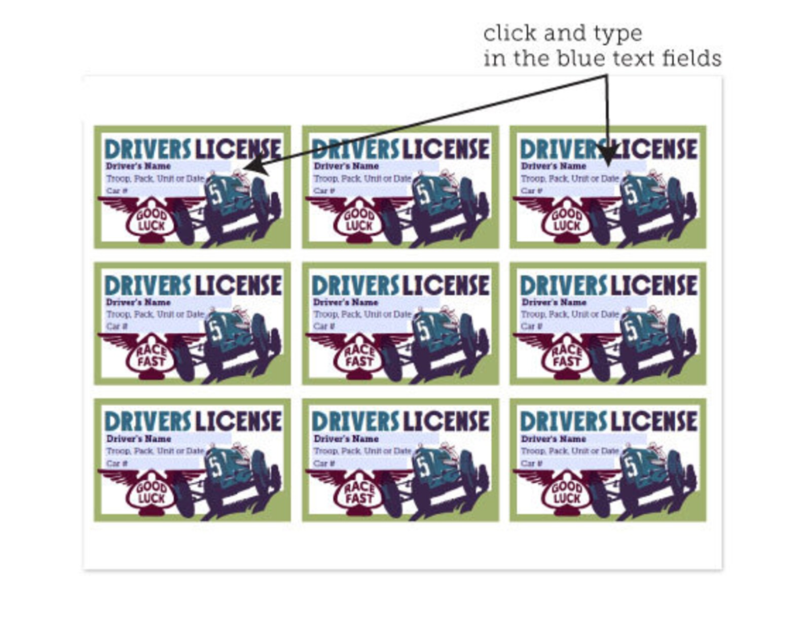 Editable Derby Drivers Licenses - INSTANT DOWNLOAD PRINTABLE - Retro ...