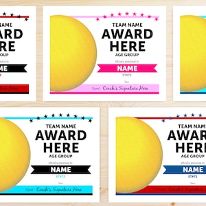 ANY COLORS Editable Kickball Award Certificates Dodgeball | Online ...