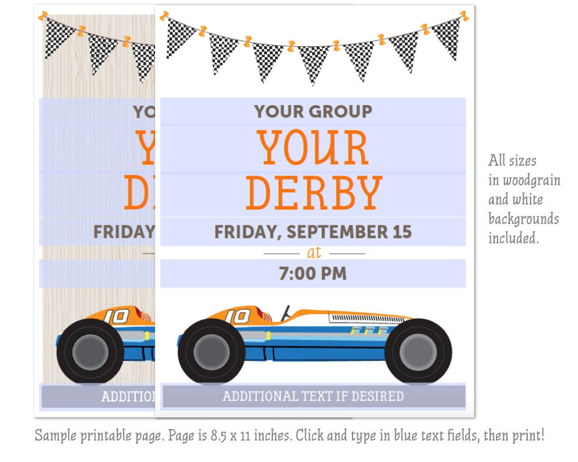 Editable Derby Invitations, Flyers and Hand-outs - INSTANT DOWNLOAD ...