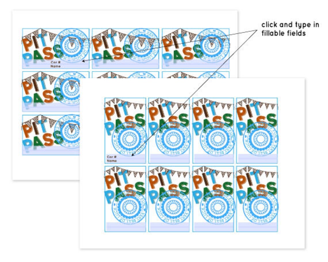 Powder Puff Derby Pit Passes INSTANT DOWNLOAD PRINTABLE - Etsy