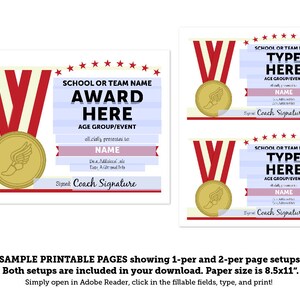 Editable Track and Field Award Certificates - INSTANT DOWNLOAD ...