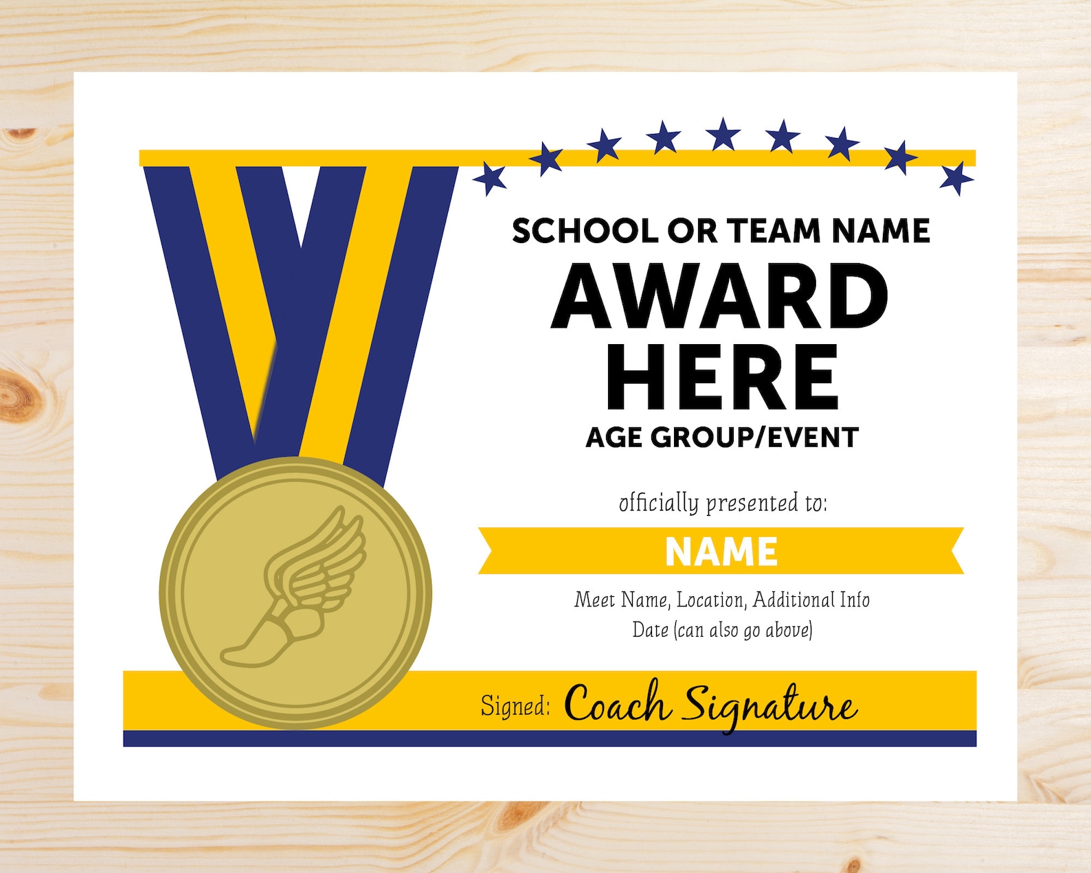 Editable Track and Field Award Certificates - INSTANT DOWNLOAD ...