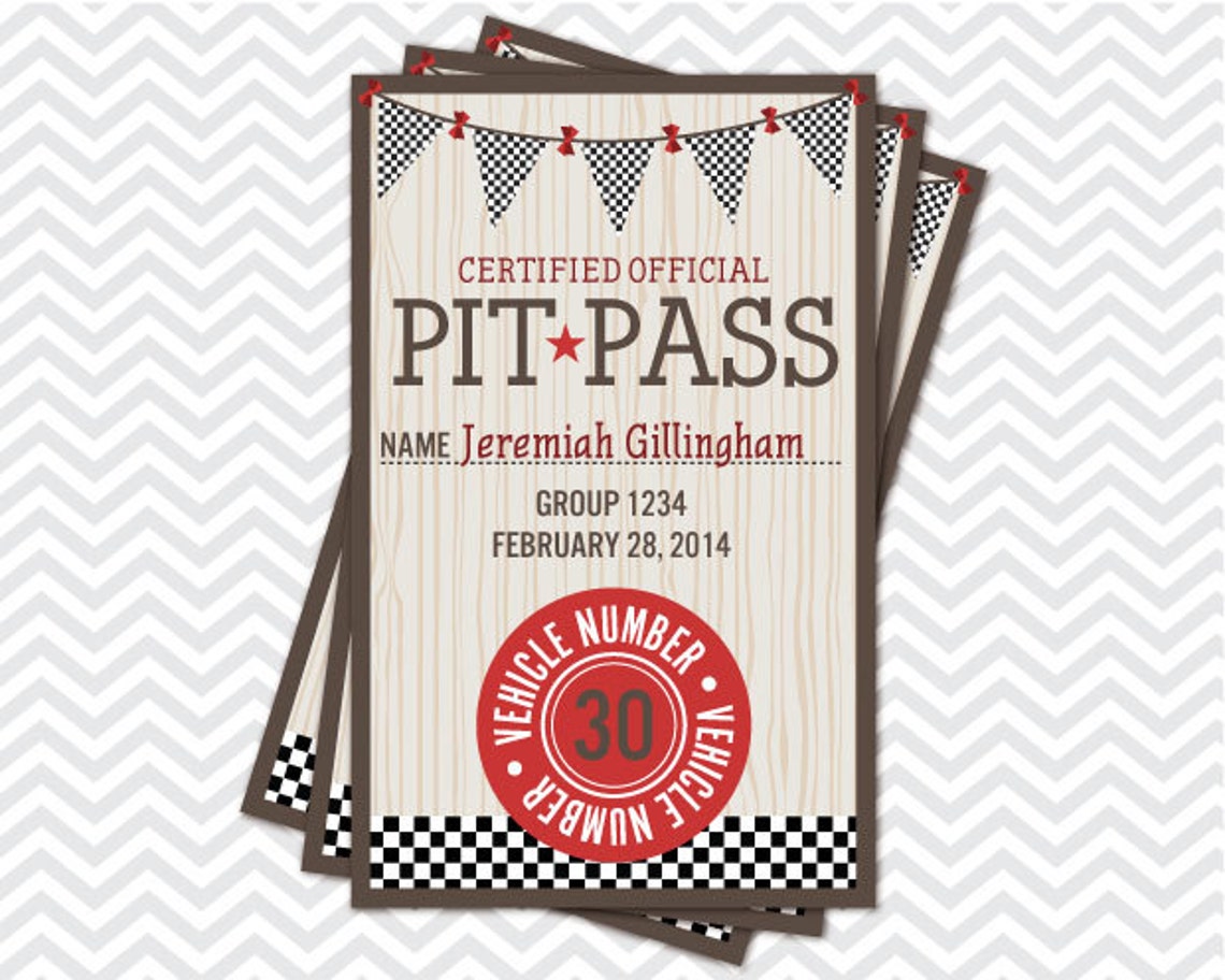 Derby Pit Passes INSTANT DOWNLOAD PRINTABLE Blue and Red | Etsy