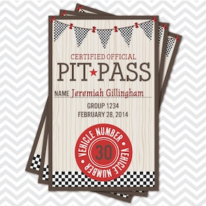 Derby Pit Passes - INSTANT DOWNLOAD PRINTABLE - Blue and Red - Etsy