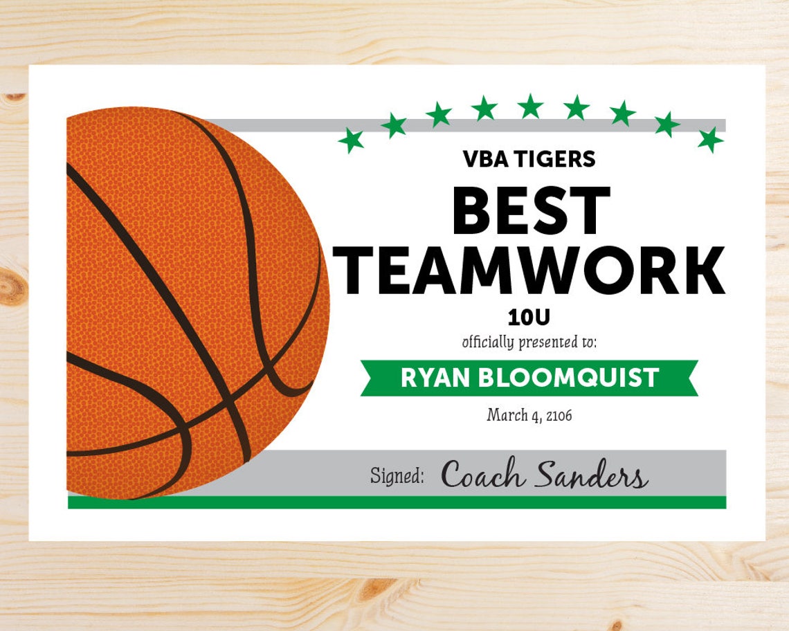 Editable Basketball Award Certificates INSTANT DOWNLOAD Etsy