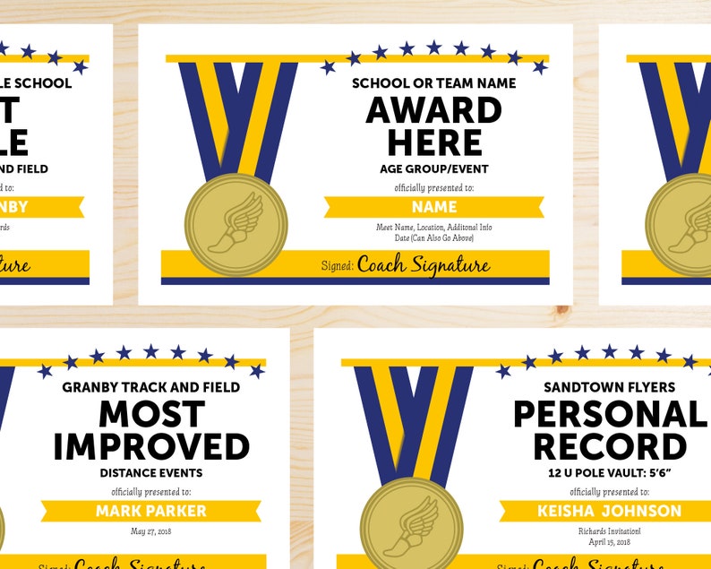 Editable Track and Field Award Certificates - INSTANT DOWNLOAD ...