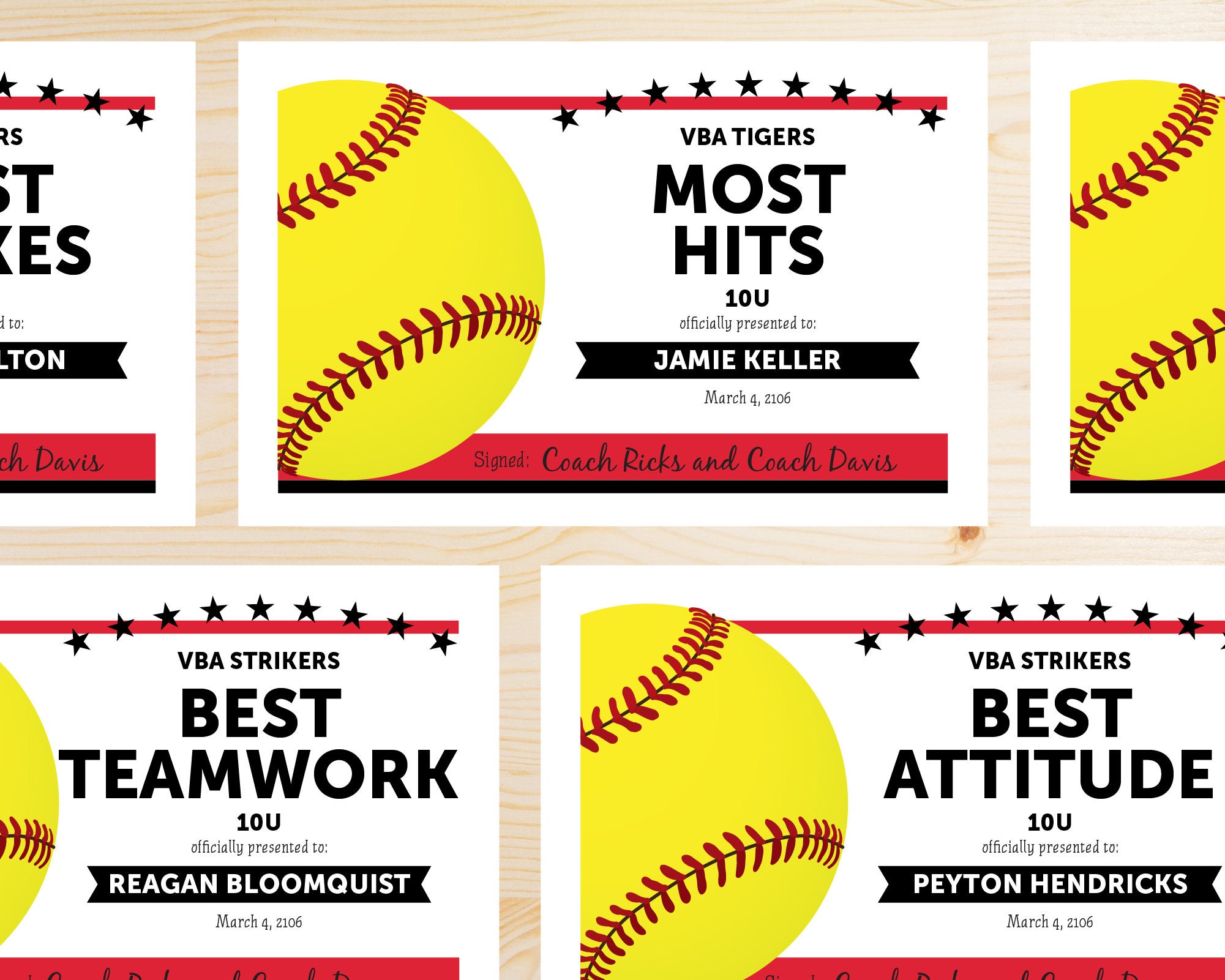 Editable Softball Award Certificates INSTANT DOWNLOAD Etsy Editable Softball Award Certificates INSTANT DOWNLOAD Etsy