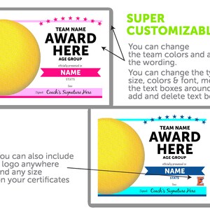 ANY COLORS Editable Kickball Award Certificates Dodgeball | Online ...