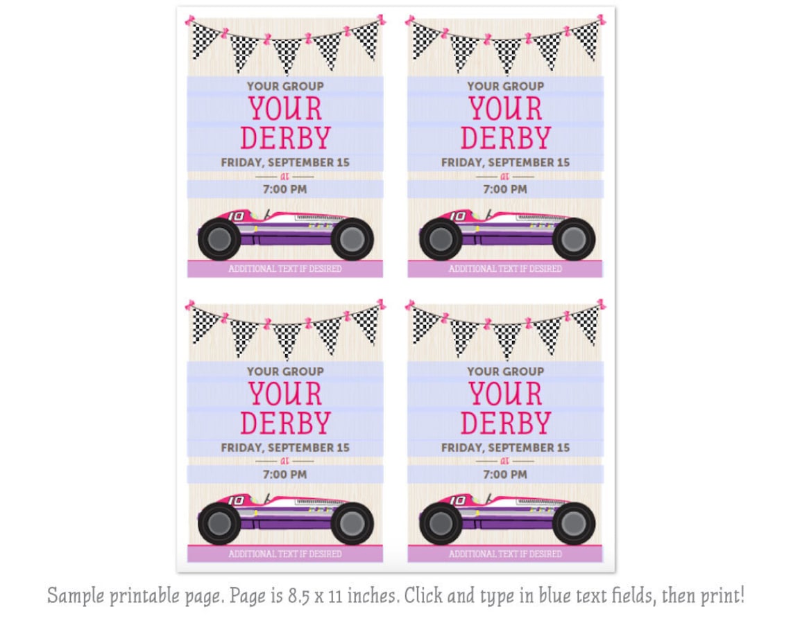 Editable Powder Puff Derby Invitations, Flyers, and Hand-outs - INSTANT ...