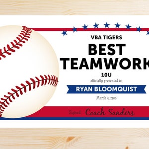 Editable Baseball Award Certificates - INSTANT DOWNLOAD PRINTABLE ...