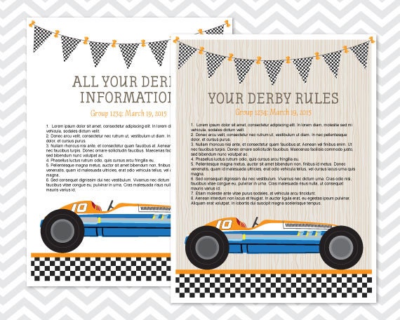Derby Printable Info Pages - INSTANT DOWNLOAD PRINTABLE - Blue and ...
