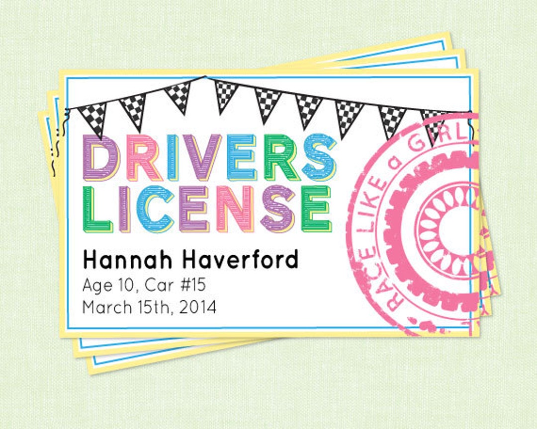 Powder Puff Derby "race Like a Girl" Drivers Licenses - INSTANT ...
