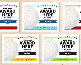 Editable Volleyball Award Certificates INSTANT DOWNLOAD - Etsy