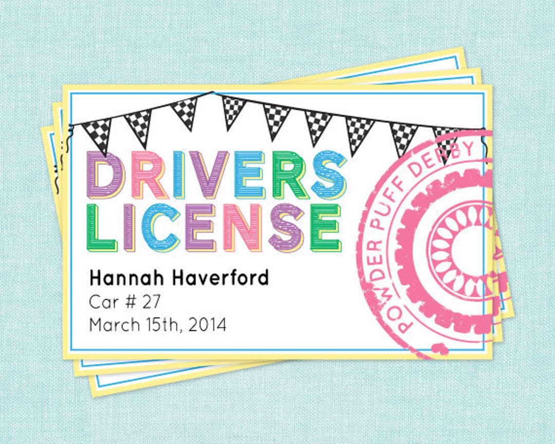 Powder Puff Derby Drivers Licenses - INSTANT DOWNLOAD PRINTABLE ...
