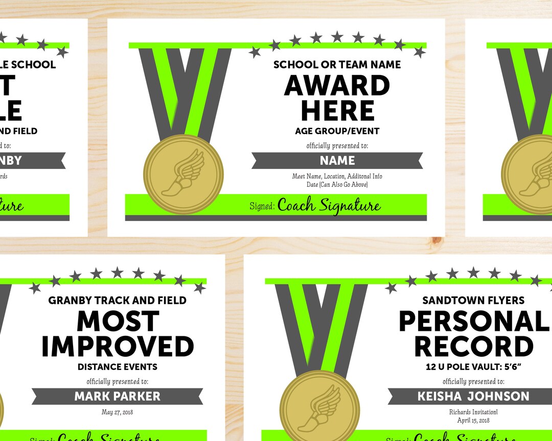Editable Track and Field Award Certificates - INSTANT DOWNLOAD ...