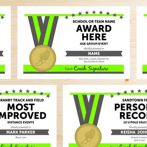 Editable Track and Field Award Certificates - INSTANT DOWNLOAD ...