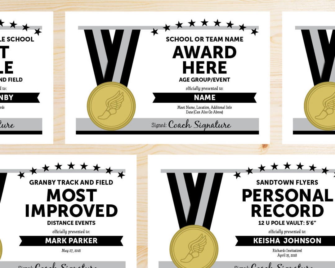 Editable Track and Field Award Certificates - INSTANT DOWNLOAD ...