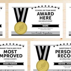 Editable Track and Field Award Certificates - INSTANT DOWNLOAD ...