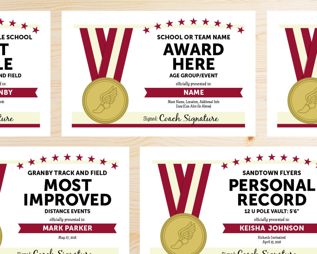 Editable Track and Field Award Certificates - INSTANT DOWNLOAD ...