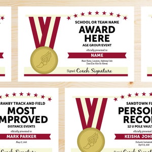Editable Track and Field Award Certificates - INSTANT DOWNLOAD ...