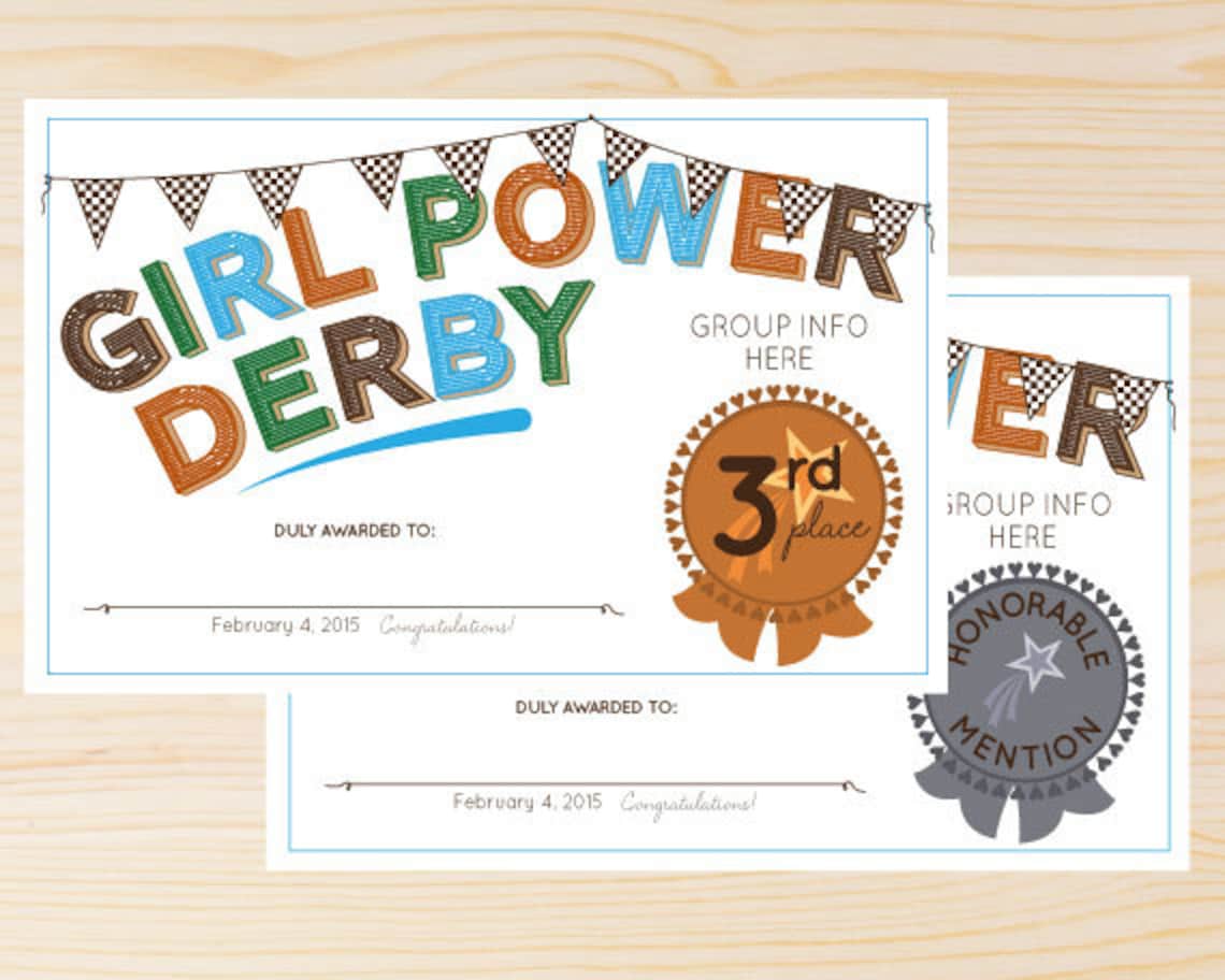 Powder Puff Derby Place Award Certificates INSTANT DOWNLOAD | Etsy