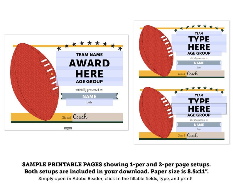 Editable Australian Aussie Football Award Certificates | Etsy