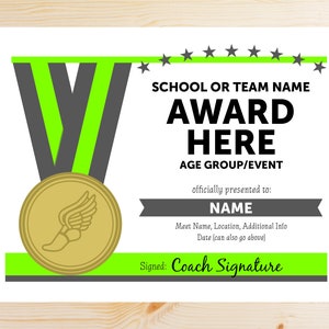 Editable Track and Field Award Certificates - INSTANT DOWNLOAD ...