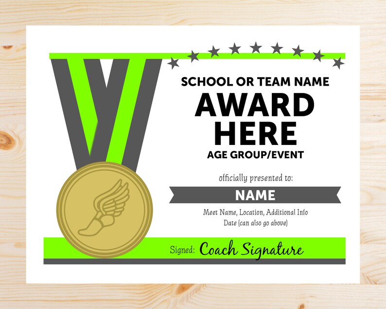 Editable Track and Field Award Certificates INSTANT DOWNLOAD | Etsy