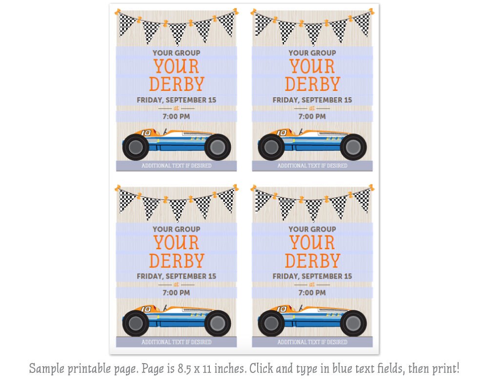 Editable Derby Invitations, Flyers and Hand-outs - INSTANT DOWNLOAD ...