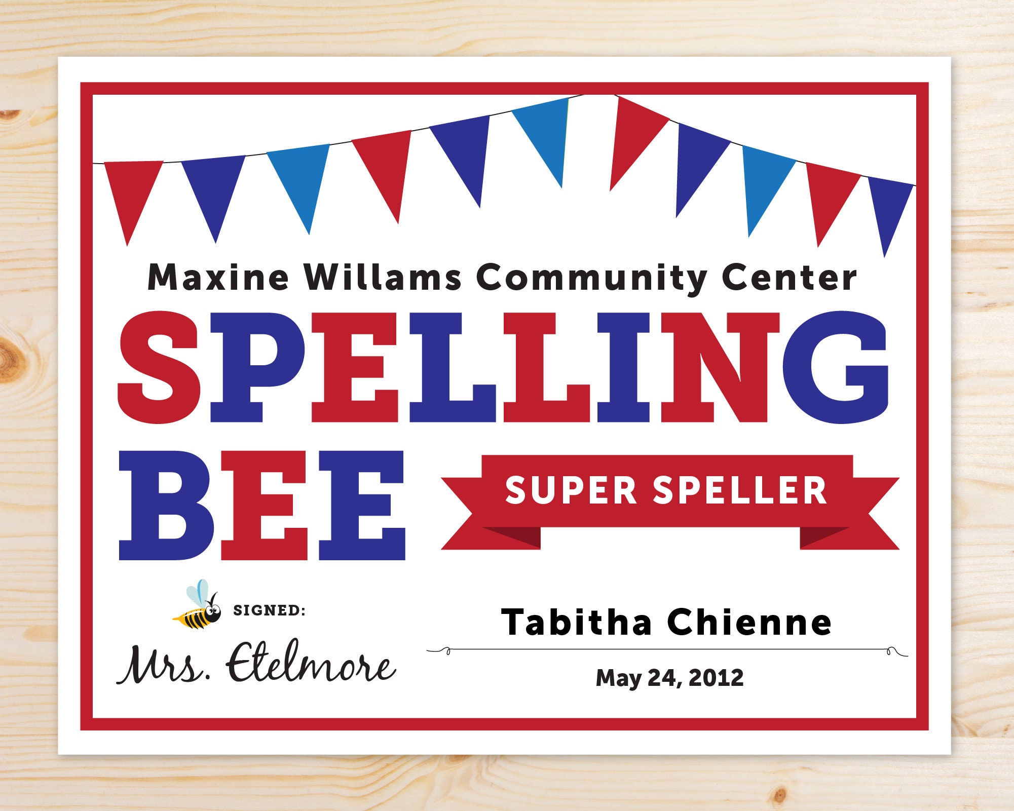 Spelling Bee Awards Certificates | Choose YOUR OWN Colors and Edit ...