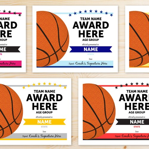 Editable Basketball Award Certificates INSTANT DOWNLOAD - Etsy