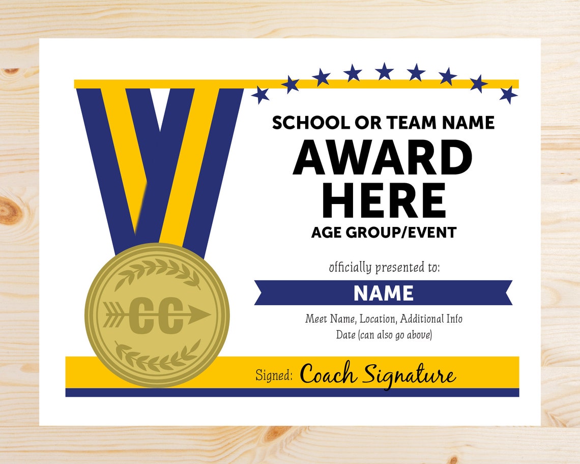 Editable Cross Country Award Certificates INSTANT DOWNLOAD | Etsy