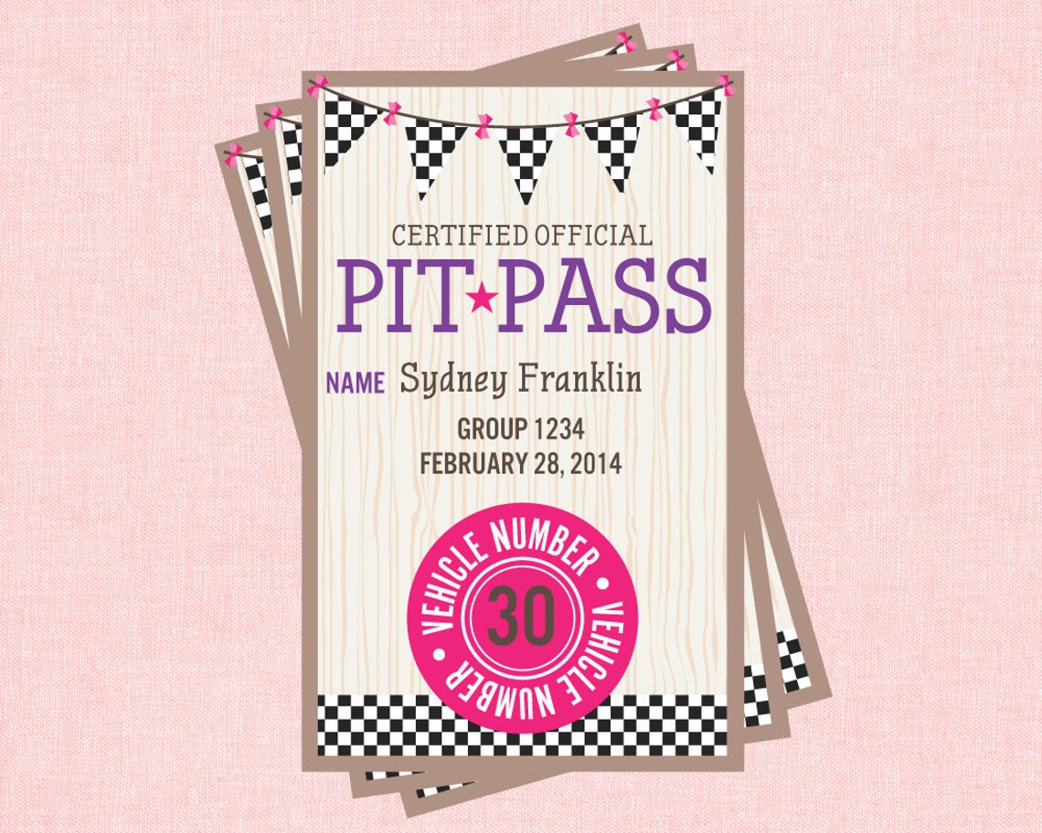 Editable Powder Puff Derby Pit Passes - INSTANT DOWNLOAD PRINTABLE ...